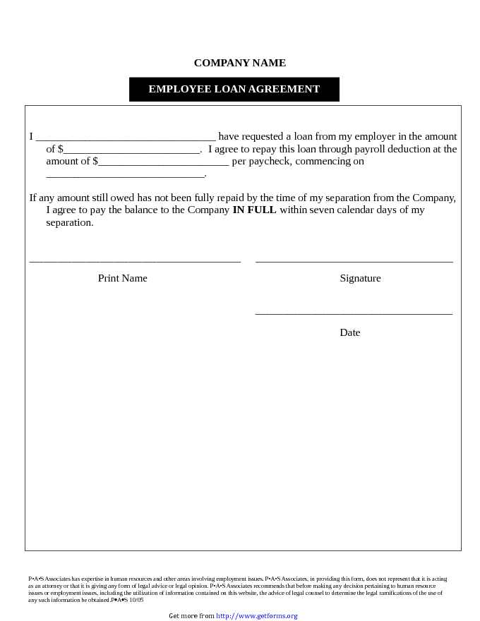 Employee Guarantor s Form Samples Employee Loan Agreement 3 Download